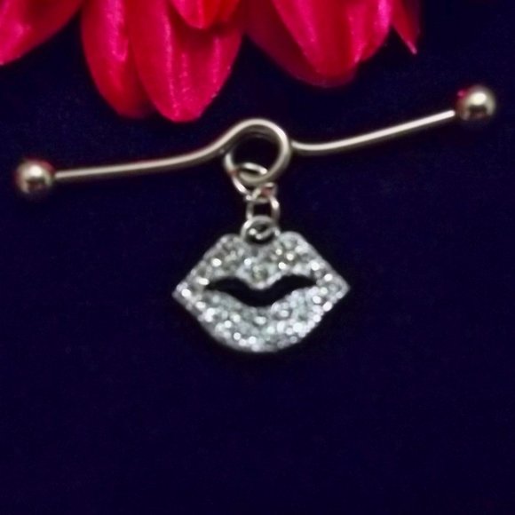 Handcrafted | Jewelry | New Hot Lips Loop Industrial Bar Piercing 4g ...